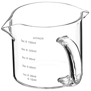 Mother's Day - Elegant 150ml Glass Creamer Pitcher - Espresso Milk Measuring Cup with Double Spouts - for Coffee - Tea - Maple Syrup - Transparent Serving Jug for Mom -