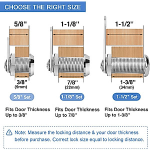 Cylinnda Cabinet Locks with Keys, 1-1/2" Long Cam Locks keyed Alike, Cabinet Cam Lock Set for Cabinets RV Storage Locks Tool Box Lock Thick Drawer, Zinc Alloy (2 Pack, 1-1/2 Inch)