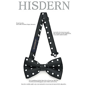 HISDERN Bow Ties for Men Polka Dot Pretied Bowtie Black Classic Formal Business Bow Tie Adjustable Tuxedo Bowties for Wedding & Party