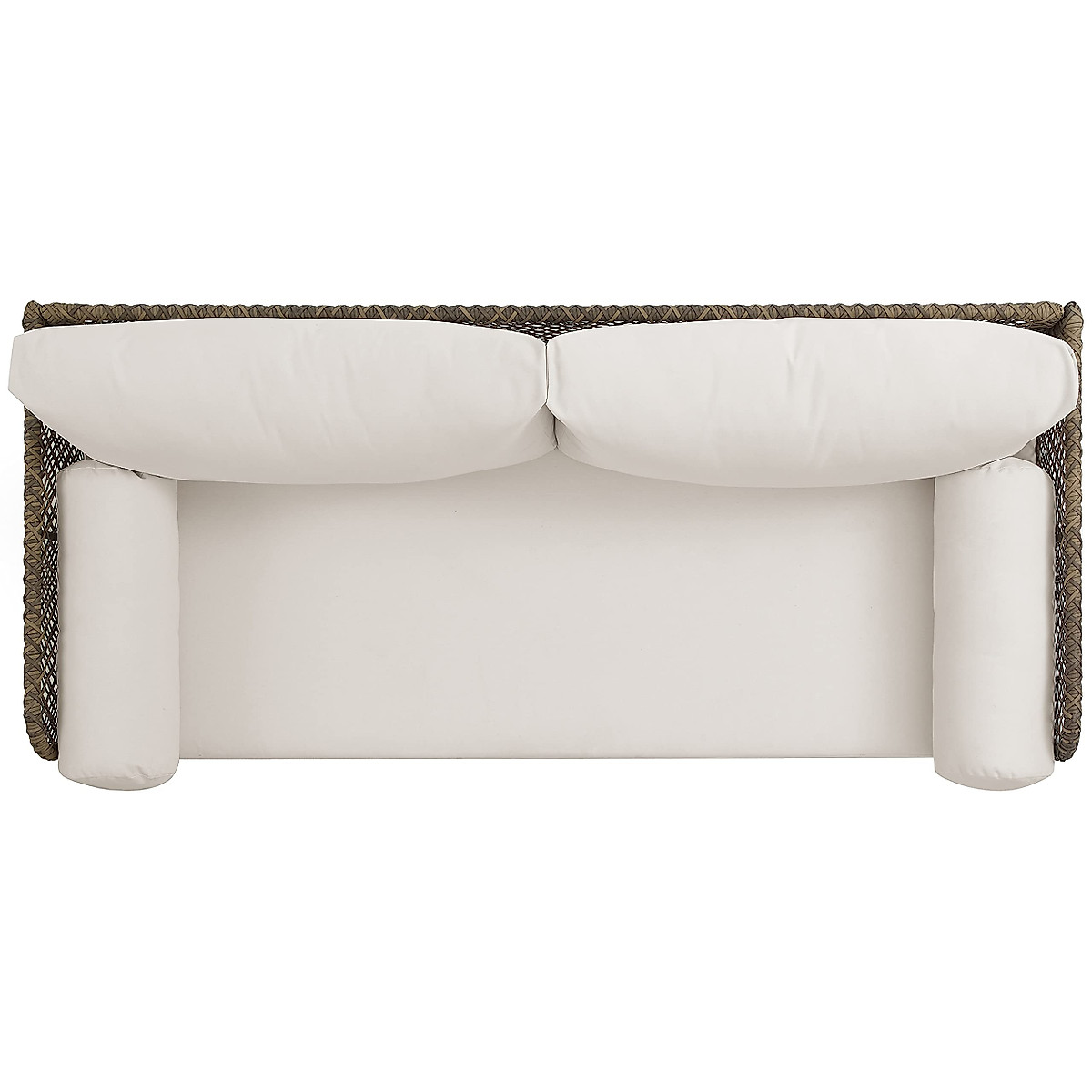 Crosley Furniture Granite Bay Wicker Outdoor Sofa, 3-Person Patio Couch for Porch, Deck, Backyard, Stone with Crème Cushions