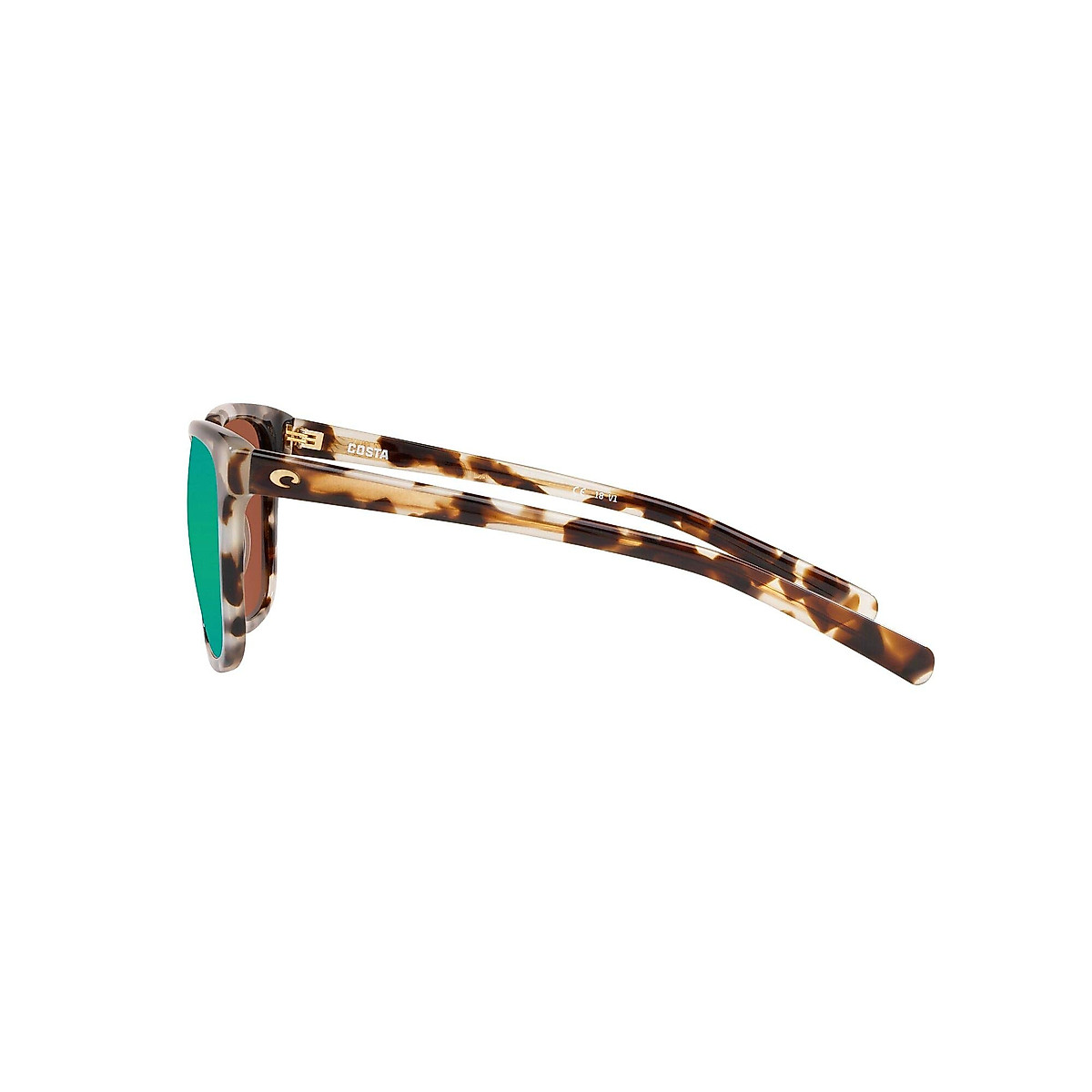 Costa Del Mar Woman Sunglasses Shiny Tiger Cowrie Frame, Green Mirror Lenses, 57MM