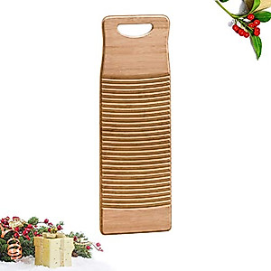 Hemoton Bamboo Wood Washing Clothes Washboard Laundry Washboard Hand Wash Board for Home Laundry Supplies L