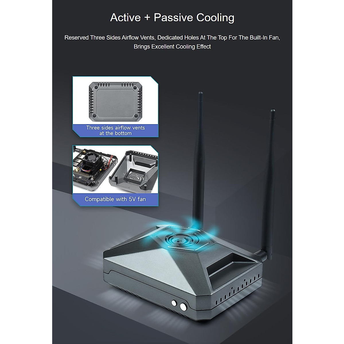Waveshare Aluminum Case for Jetson Nano Developer Kit with GPIO Adapter ONLY for Waveshare Jetson-Nano-DEV-KIT