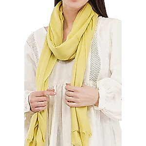 Womens Light weight Soft Cashmere Wrap Scarf Warm Solid Color Stole 100% Cashmere pure wool scarf, woven woollen stole (Yellow)