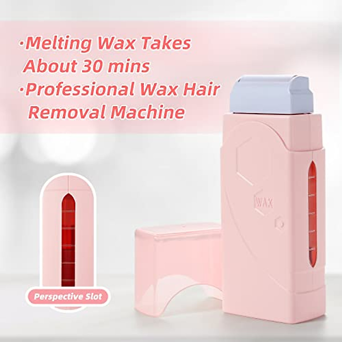 Roller Waxing Kit, Roll on Wax Kit, Wax Heater Depilatory, Wax Roller Kit for Hair Removal for Women Men Sensitive Skin, At Home Wax Machine with 100 Non-Woven Wax Paper and Pre-Wax Oil+After-Wax Oil