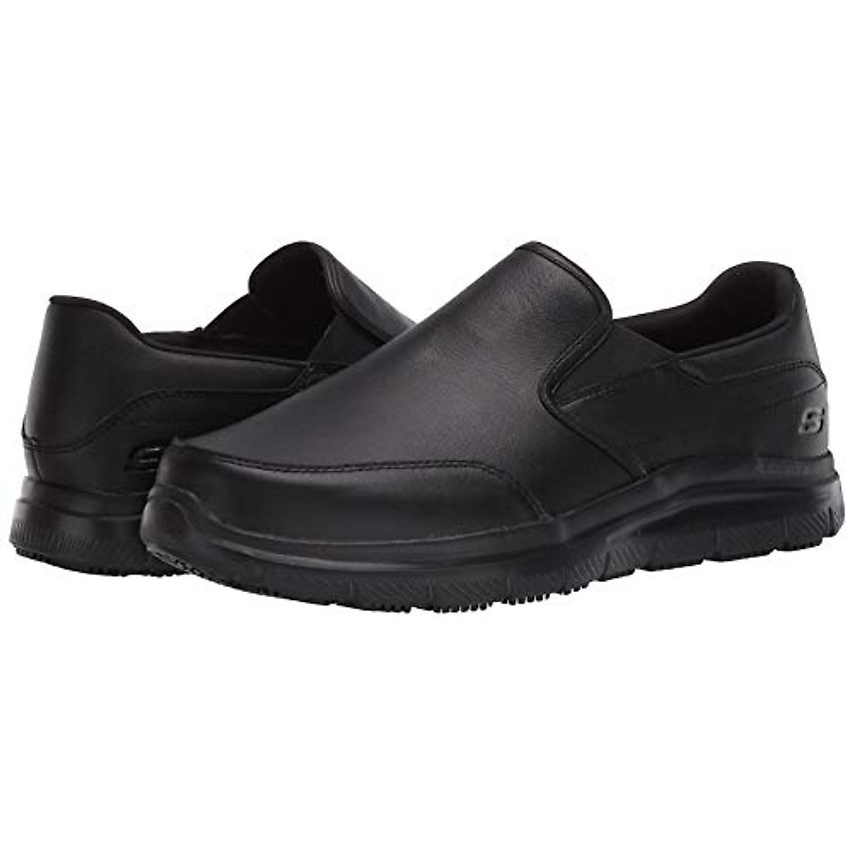 Skechers Men's Bronwood Food Service Shoe, Black Leather, 13