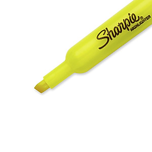 SHARPIE Tank Style Highlighters, Chisel Tip, Fluorescent Yellow, Box of 12