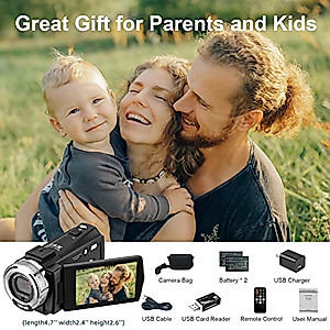 DEGIPO Video Camera 1080P 30FPS Camcorder Digital Camera Recorder Full HD 30MP 3.0 Inch 270 Degree Rotation LCD 16X Digital Zoom Night Vision Camcorder Camera with 2 Batteries(Black)