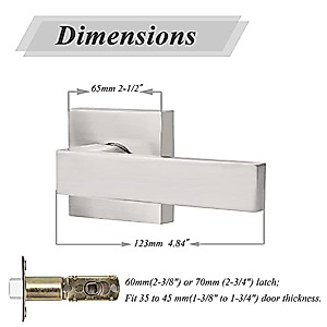 Probrico 10 Pack Satin Nickel Door Levers for Hall and Closet,Passage Function Contractor Pack,Square Lockset Leverset Modern Style,Interior Door Handles Heavy Duty