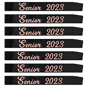 SGKUED Senior 2023 Sashes, (7 Pack) Black Satin Sash Senior 2023 with Rose Foil Cheer Finally Graduated Cheerleader Sash Senior 2023 for Graduation Party Suppiles