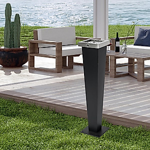 AIWFL Commercial Trash Receptacle Outdoor Trash Can Stainless Steel Garbage Can Black Ash Bin with Inner Bucket for Office Hotel Patio Backyard Restaurants