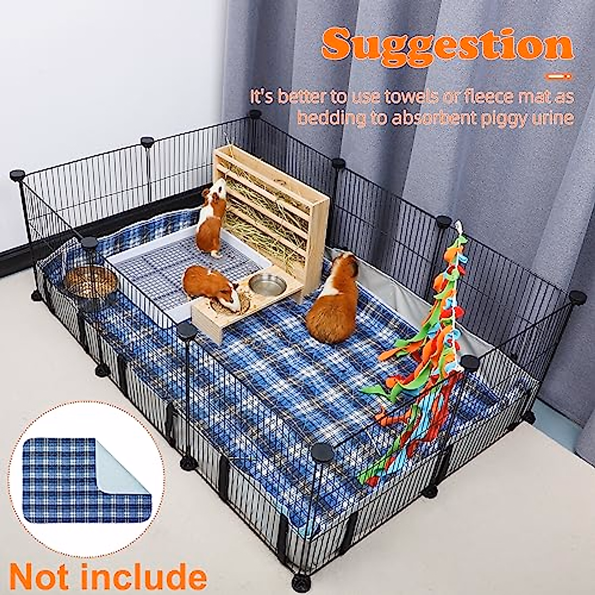 Lonepetu Waterproof Guinea Pig Cage Tarp Bottom for C & C Grids Habitat, 42"*27" Washable Guinea Pig Cage Liner Base for Rabbits Hamsters Hedgehogs Ferrets Small Pets (No Cage)