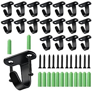 Elesunory 50 Pack Stainless Steel Under Shelf Hooks, Screw Mounted Ceiling Hooks, Under-Shelf Towel/Robe Clothes Hook, Heavy Duty Black Ceiling Hooks for Bathroom Kitchen Cabinet Garage
