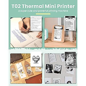 LabelCreate Mini Sticker Printer, T02 Portable Thermal Printer with 3 Rolls Paper, Pocket Sticker Printer Machine for kids,Study,DIY,School Notes