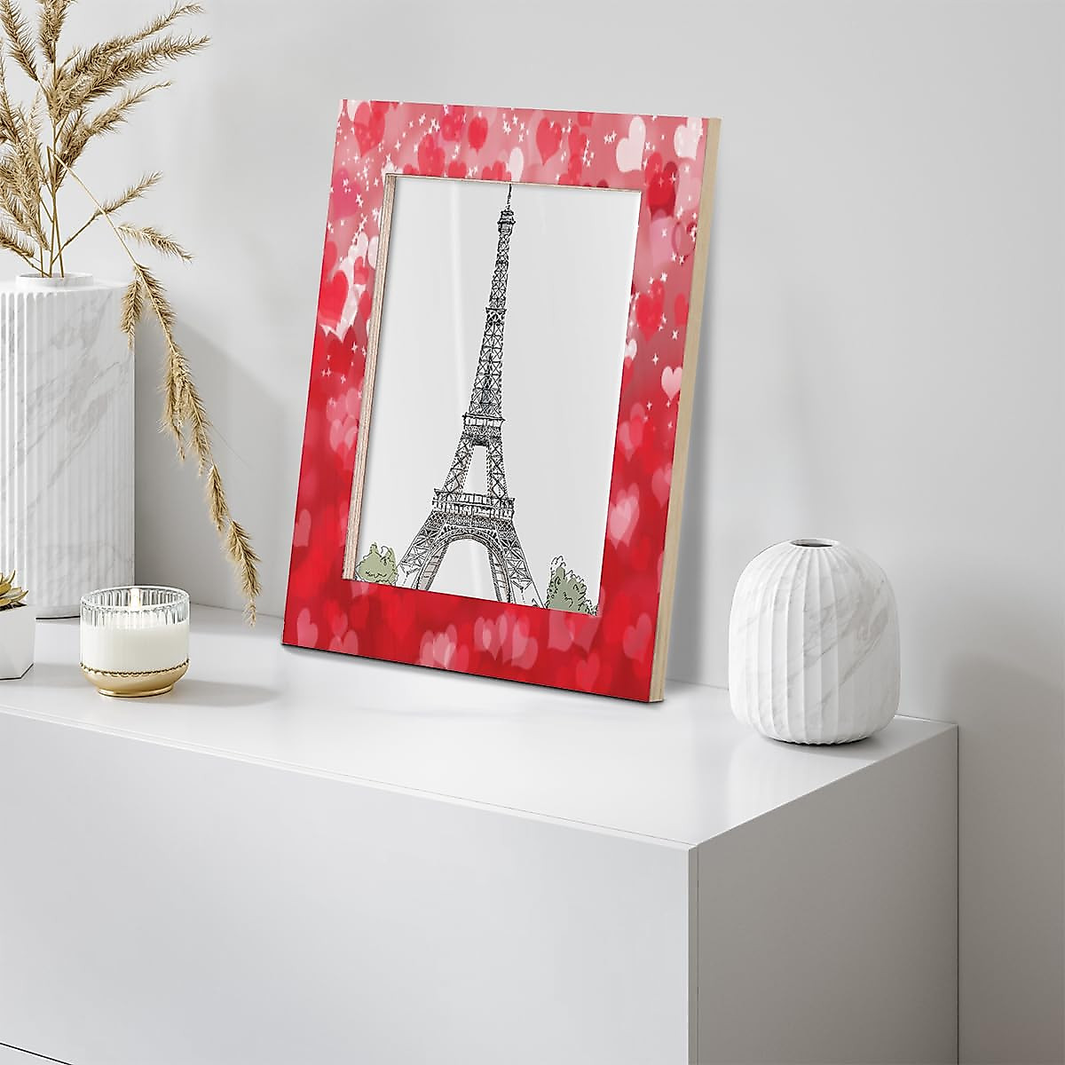 POFATO Shiny Red Heart11x14 Picture Frame Wood Photo Frame for Tabletop Display Wall Mount Picture Frame Display 11 x 14 Inch Photo Wall Decor Home Gift Frames