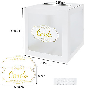 QIKSION Wedding Card Box for Reception, Frosted with White Border Gift Card Box for Wedding, Bridal & Baby Showers, Wishing Well Party, Birthdays, Retirements, Open Houses, Anniversaries