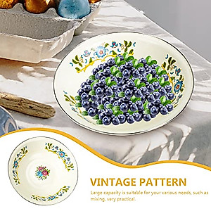 Cabilock Retro Serving Bowls Enamel Basin Vintage Style Basin Mixing Bowl Thickened Soup Bowl Food Container Enameled Washing Basin Colored Home Enamelware Kitchen Enamel Soup Bowl