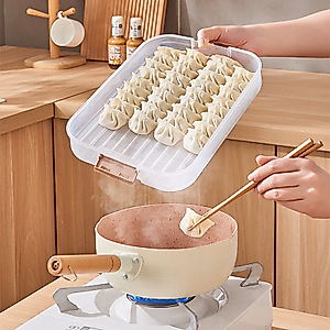 WUWEOT 4-layer Food Storage Container, Refrigerator Organizer Bin, Plastic Sugar Cookies Storage Box Case, Portable Dumpling Keeper with Lid for Snack, Fruit, Vegetables, Meat, Sandwiches, Wontons