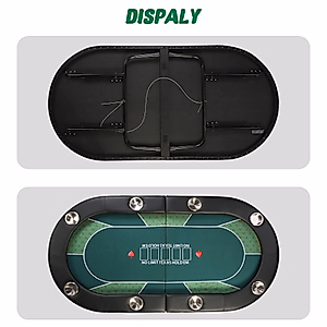 Vilobos Poker Table Foldable, 8 Players Texas Holdem Poker Table, Casino Folding Table for Blackjack Board Game -Green