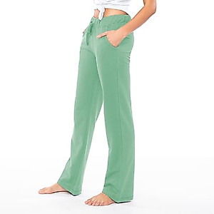 Sexy Basics Women's 2 Pack Ultra Soft French Terry Cotton Drawstring Yoga Lounge Long Pants (2 Pack- Heather Mint/Powder Blue, Small)