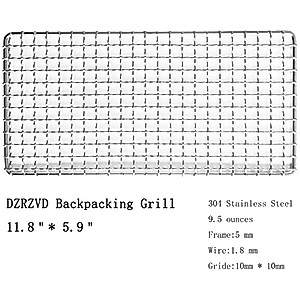 DZRZVD-The Bushcraft Backpacker's Grill Grate - Welded Stainless Steel Mesh (Camping Fire Rated)-5.9"X11.8"
