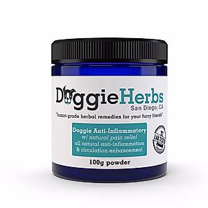 Anti-Inflammatory for Dogs w Turmeric (Curcumin) | Human Grade Dog Pain Relief, Arthritis Supplement – 100g by Doggie Herbs
