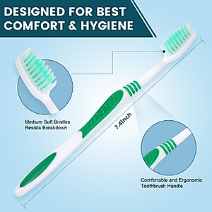 Navona 30 PCS Individually Wrapped Bulk Toothbrushes, Colorful Manual Disposable Travel Toothbrush Set for Adult or Kid, Ergonomics Handle, Medium Soft Bristles, Perfect for Travel, Hotels, Donations