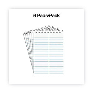 Universal 96920Pk Steno Books, Gregg Rule, 6 X 9, White Sheets, 80/Pad, Red Cover, 6 Pads/Pack