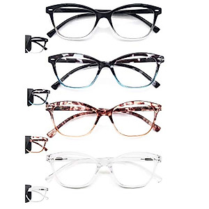 MODFANS Women Reading Glasses 1.75 4 Pair Stylish Ladies Readers with Comfort Spring Hinge Pattern Design Pouch Included