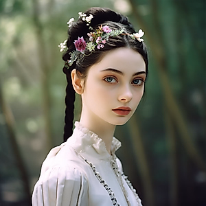 Vivivalue Vine Flower Crown Boho Flower Headband Hair Wreath Floral Headpiece Halo with Ribbon Wedding Party Photos Festival