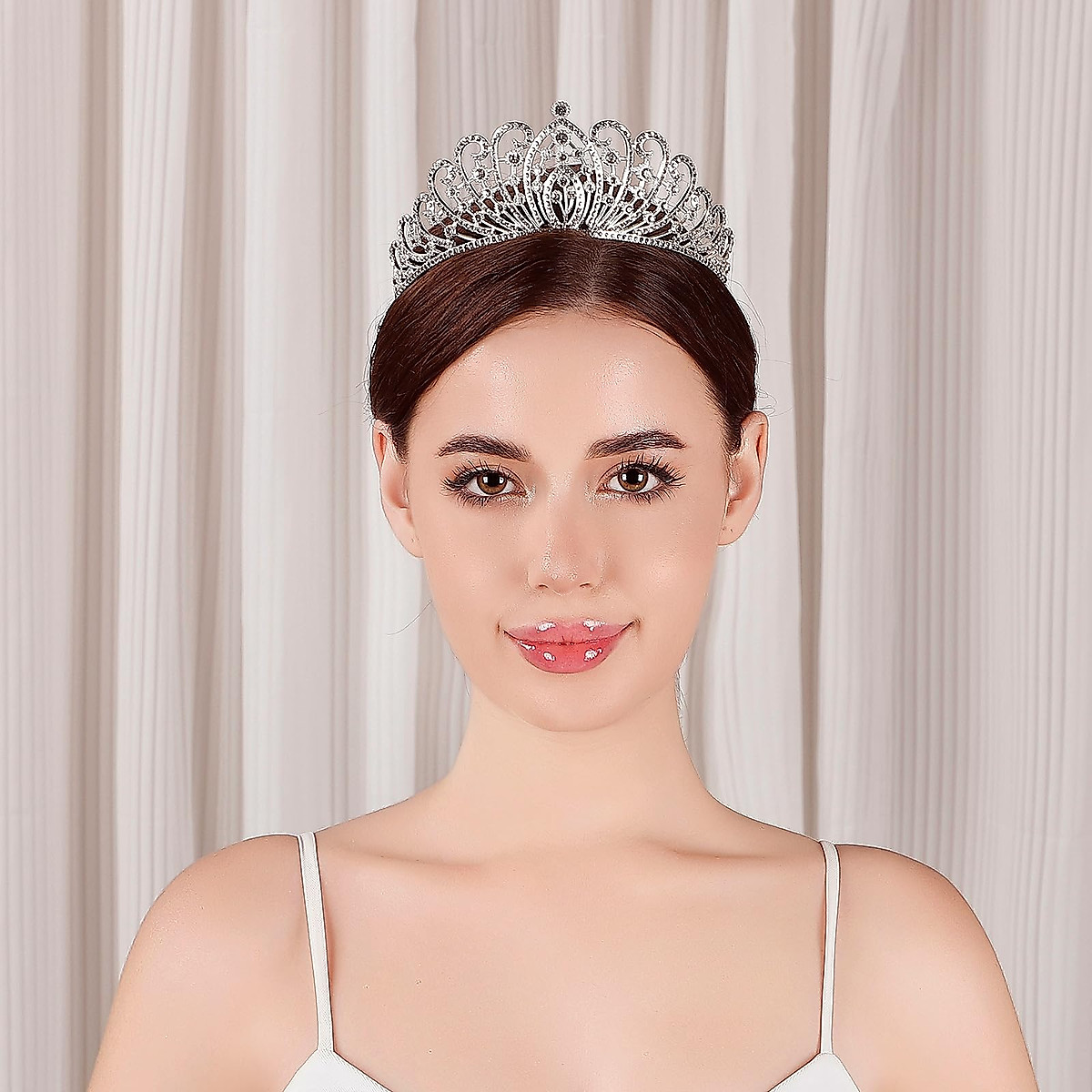 Tiara for Women, Crown and Tiara for Girl Princess, Bride Wedding Happy Birthday Halloween Cosplay Hair Accessories Decorations (Silver Style B)