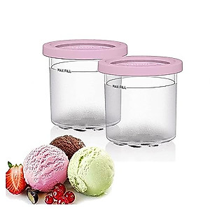 EVANEM 2/4/6PCS Creami Deluxe Pints, for Ninja Pints,16 OZ Icecream Container Bpa-Free,Dishwasher Safe Compatible with NC299AMZ,NC300s Series Ice Cream Makers,Pink-4PCS