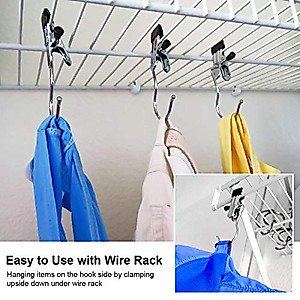 Coideal Laundry Hanging Hooks Clips, 8 Pcs Boot Hangers Heavy Duty Stainless Steel Portable Travel Drying Clothes Pins for Closet Home Sock (Black)