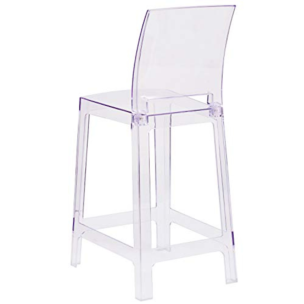 Flash Furniture 4 Pack Ghost Counter Stool with Square Back in Transparent Crystal