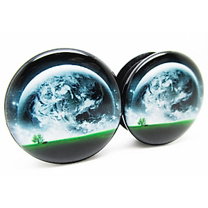 Pierced Republic Earth Horizon Ear Plugs - Acrylic Screw-On - New - 10 Sizes - New *Pair* (00 Gauge (10mm))