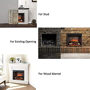 RICHFLAME Gavin Electric Fireplace Insert with Log Speaker, Designed for Stud, Wood Burning Opening, Cabinet & Wood Mantel, Remote Control, 750/1500W, Black, 33 5/64 Inches Wide, 21 Inches High