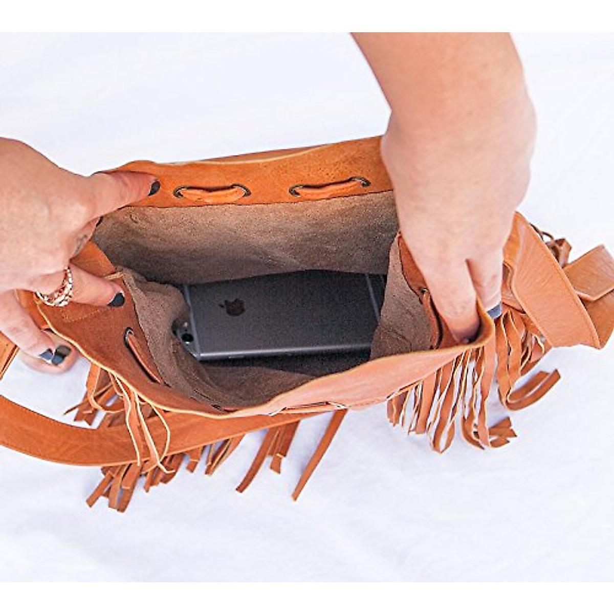 Beige Boho Bag | Real Leather | Fringe Purse | Bohemian Bags | Hobo Tote Handbag