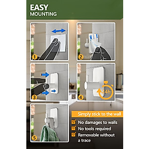 4smile Towel Hooks for bathrooms, Set of 6 - White Adhesive Hooks, Durable Adhesive Wall Hooks - Strong Adhesive Towel Hooks, Stick on Hooks
