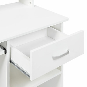 Computer Desk Student Desk Home Office Writing Table with Drawer Shelves, White