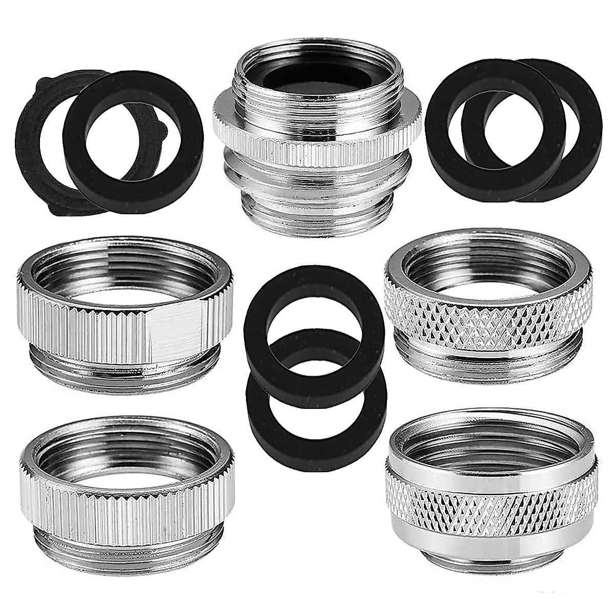 Faucet Adapter Kit, 5PCS Kitchen Sink Brass Aerator Adapter Set Male Female Sink Faucet Adapter for Garden Hose, Water Filter, Standard Hose via Diverter