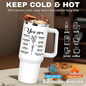 BMYDIY Personalized 40 Oz Christian Tumbler, Inspirational Spiritual Jesus Faith Religiou Gifts for Women, Custom Extra Large Stainless Steel Insulated Cup/Coffee Mug/Travel Mug with Name Birth Flower