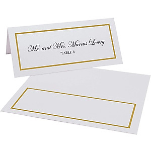 Single Line Border Printable Place Cards, Gold (Choose Color), Set of 60 (10 Sheets), Laser & Inkjet Printers - Wedding, Party, Dinner, and Special Events - Made in the USA