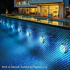 LOFTEK Submersible LED Lights with Remote RF(164ft),Full Waterproof Pool Lights for Inground Pool with Magnets, Suction Cups,3.35” Color Changing Underwater Lights for Ponds Battery Operated (4 Packs)