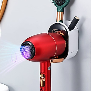 MACIMO Wall Mounted Hair Dryer Holder Foldable Bathroom Wall Organizer Storage Holder Home Hair Brush Storage Bracket Foldable, Self Adhesive (Color : Gray)