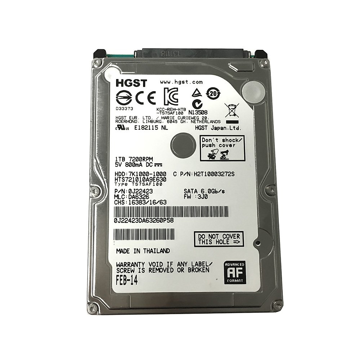 HGST Travelstar 7K1000 2.5-Inch 1TB 7200 RPM SATA III 32MB Cache Internal Hard Drive 0J22423 (Renewed)