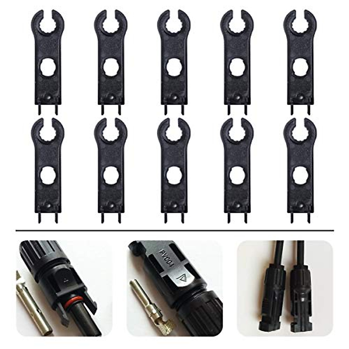 Garneck Pocket Tools Pocket Tools 10pcs Solar Spanners Wrench Plastic Solar Panel Connector Disconnecting Tool for Solar Panel Cable Connectors Assembly Universal Tool Universal Tool