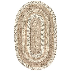 NULOOM Charlene Braided Border Jute Area Rug, 8' x 10' Oval, Natural