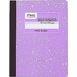 Mead Composition Book, 6 Pack of Wide Ruled Composition Notebooks, Wide Rule paper, 100 sheets (200 Pages), Pastel Color Notebook