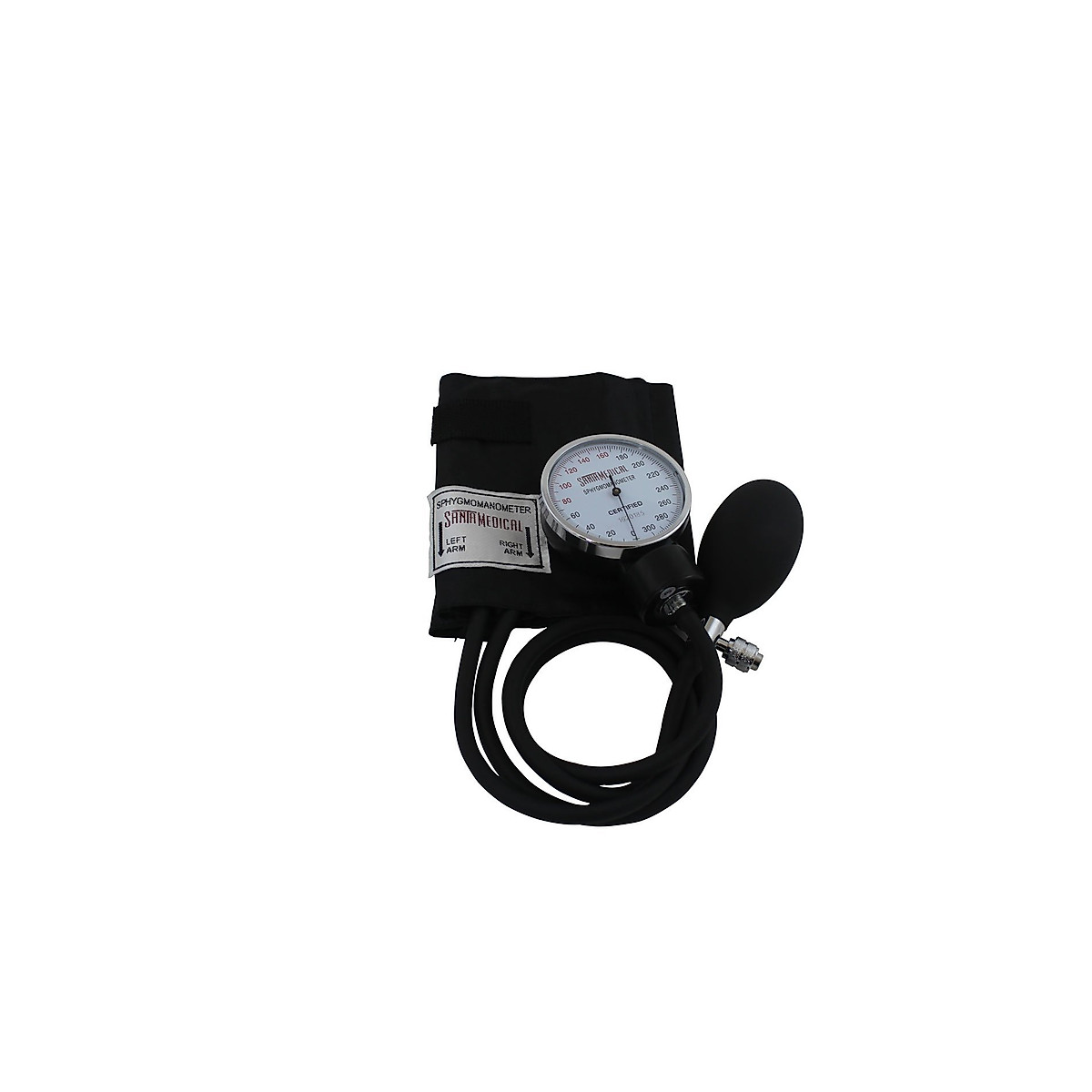 Santamedical Adult Deluxe Aneroid Sphygmomanometer with Stethoscope, Cuff and Carrying case Black