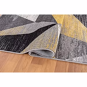Rugshop Contemporary Distressed Prisma Stain Resistant High Traffic Living Room Kitchen Bedroom Dining Home Office Area Rug 8'x10' Yellow